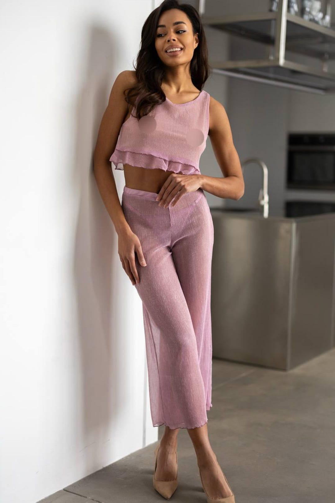 Pink Sheer Robe Sheer Black Lingerie Sexy Wife Outfit Sleepwear for ...