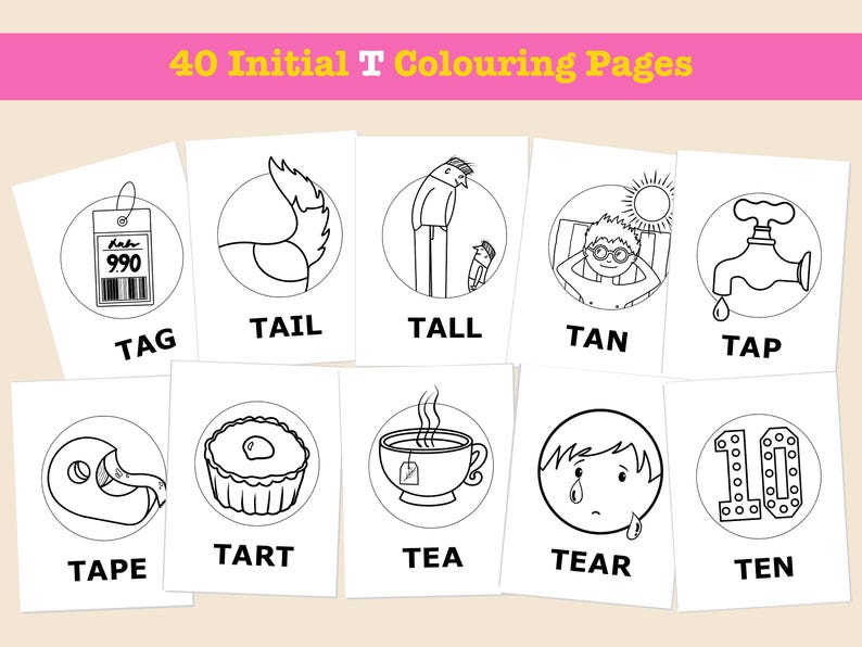 Initial T Sound Coloring Pages: Speech & Language (PDF Pattern) - Etsy
