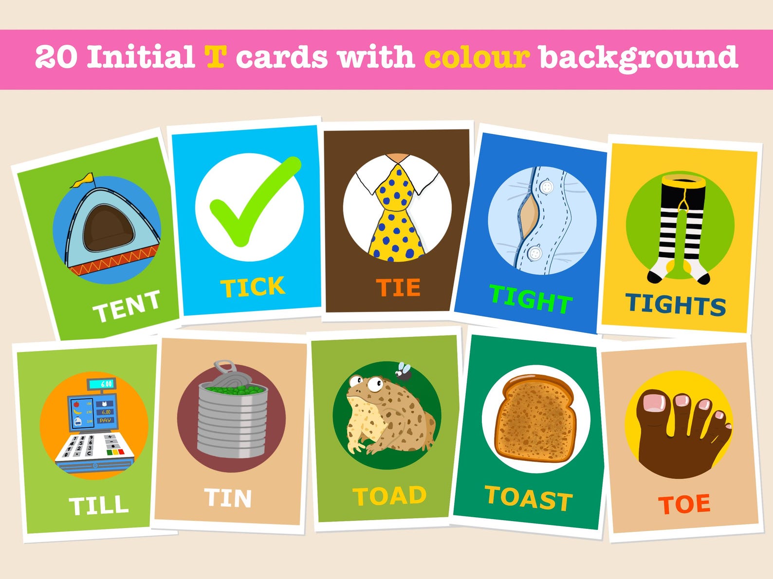 20 Initial T Sound Flashcards, Printable Initial /t/ Speech & Language ...