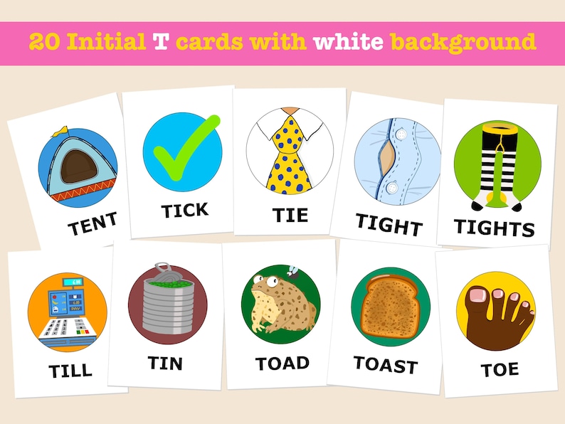20 Initial T Sound Flashcards, Printable Initial /t/ Speech & Language ...