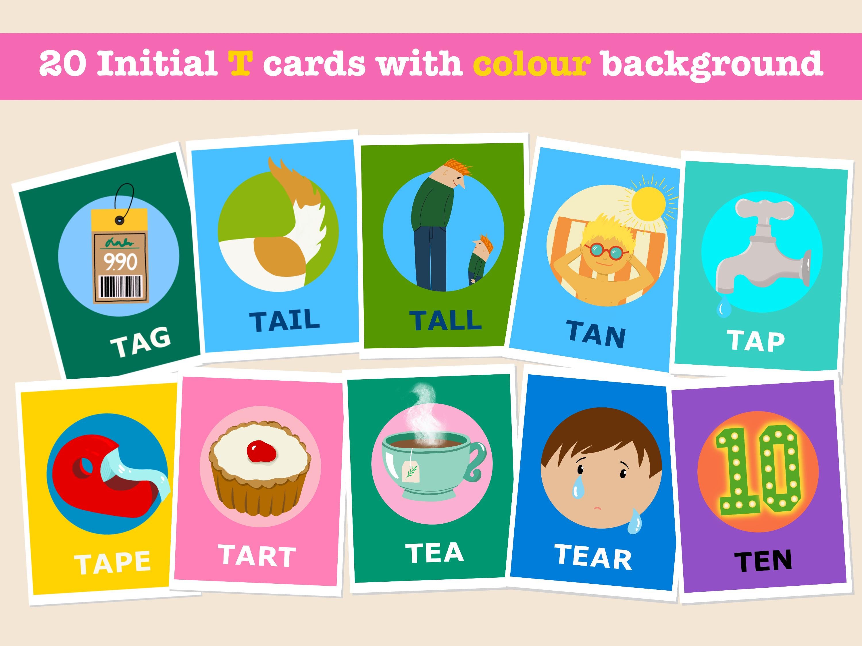 20 Initial T Sound Flashcards, Printable Initial /t/ Speech & Language ...