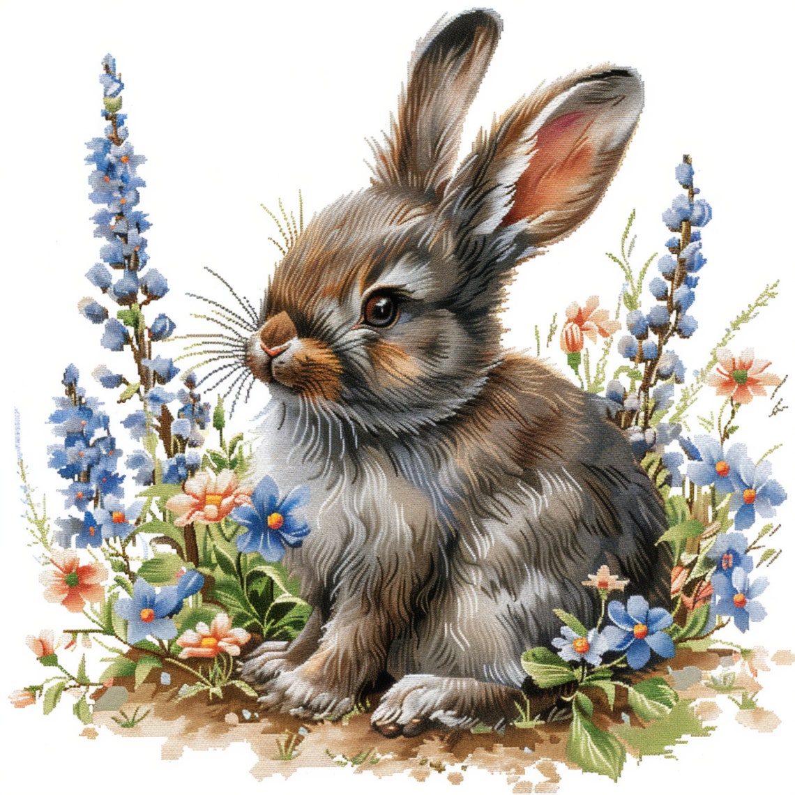Rabbit Cross Stitch Pattern Embroidery, Animal Cross Stitch Designs ...