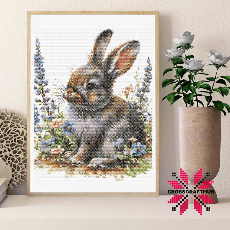 Rabbit Cross Stitch Pattern Embroidery, Animal Cross Stitch Designs ...