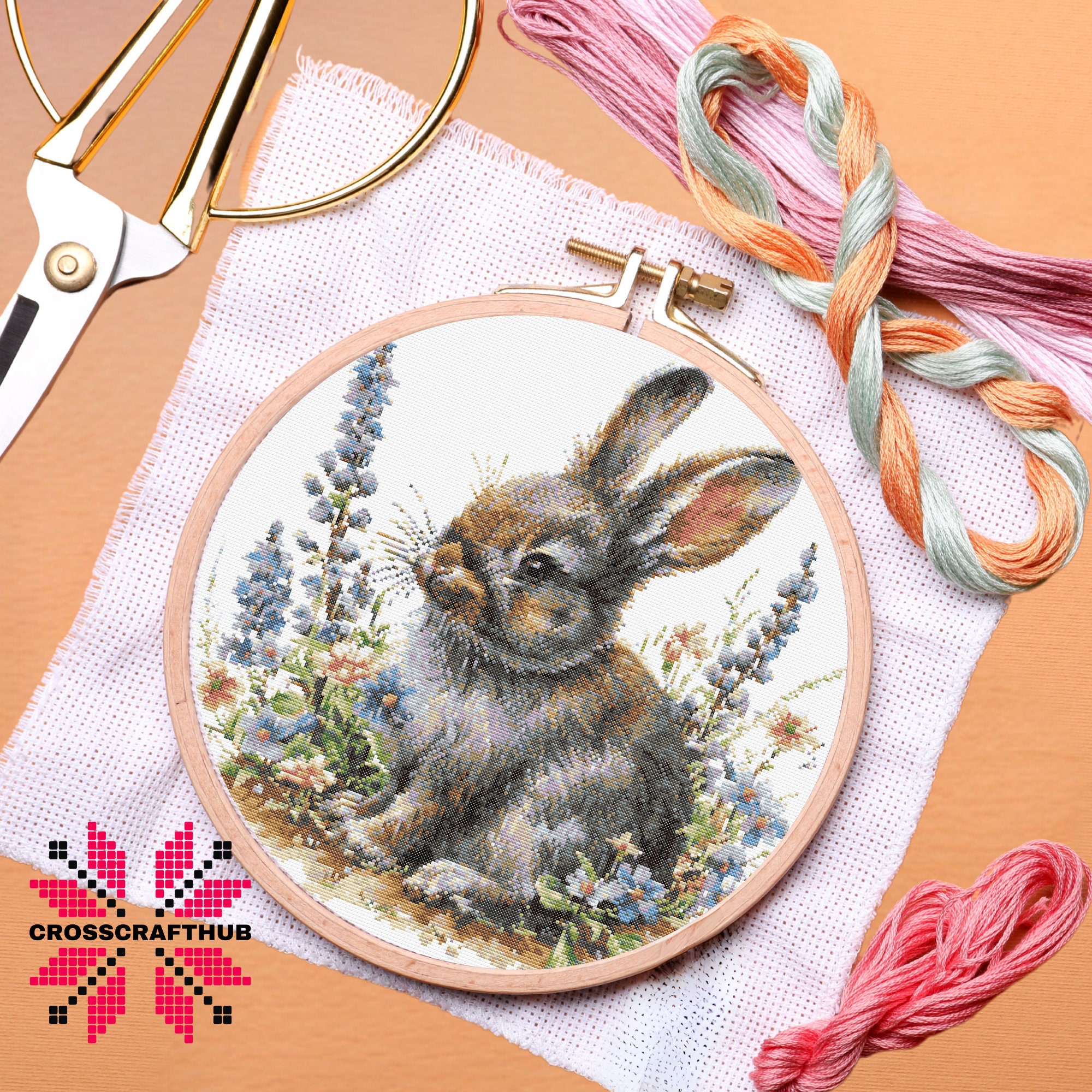 Rabbit Cross Stitch Pattern Embroidery, Animal Cross Stitch Designs ...
