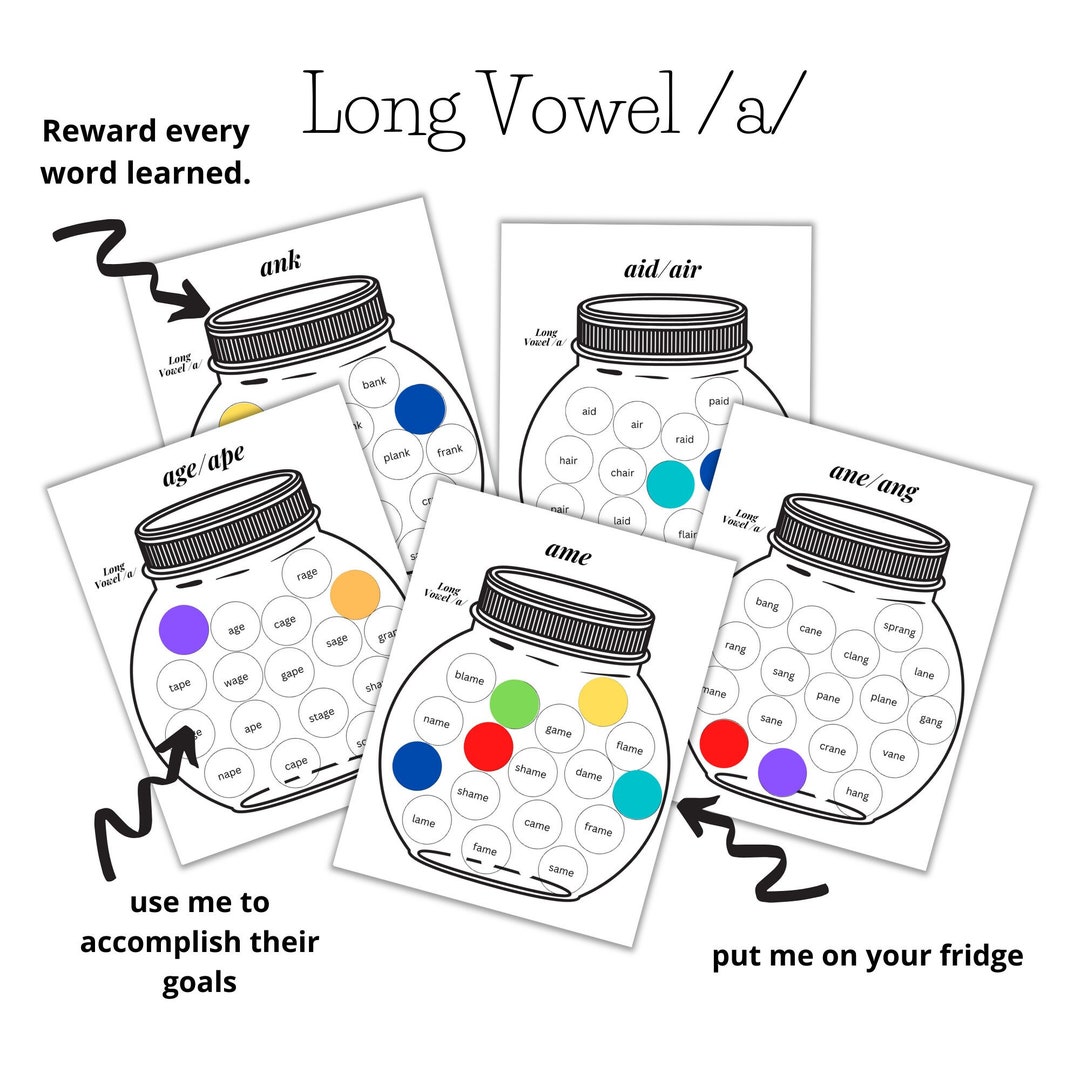 Sight Words, Long Vowel A, Reading Tracker, Reward Chart for Preschool ...