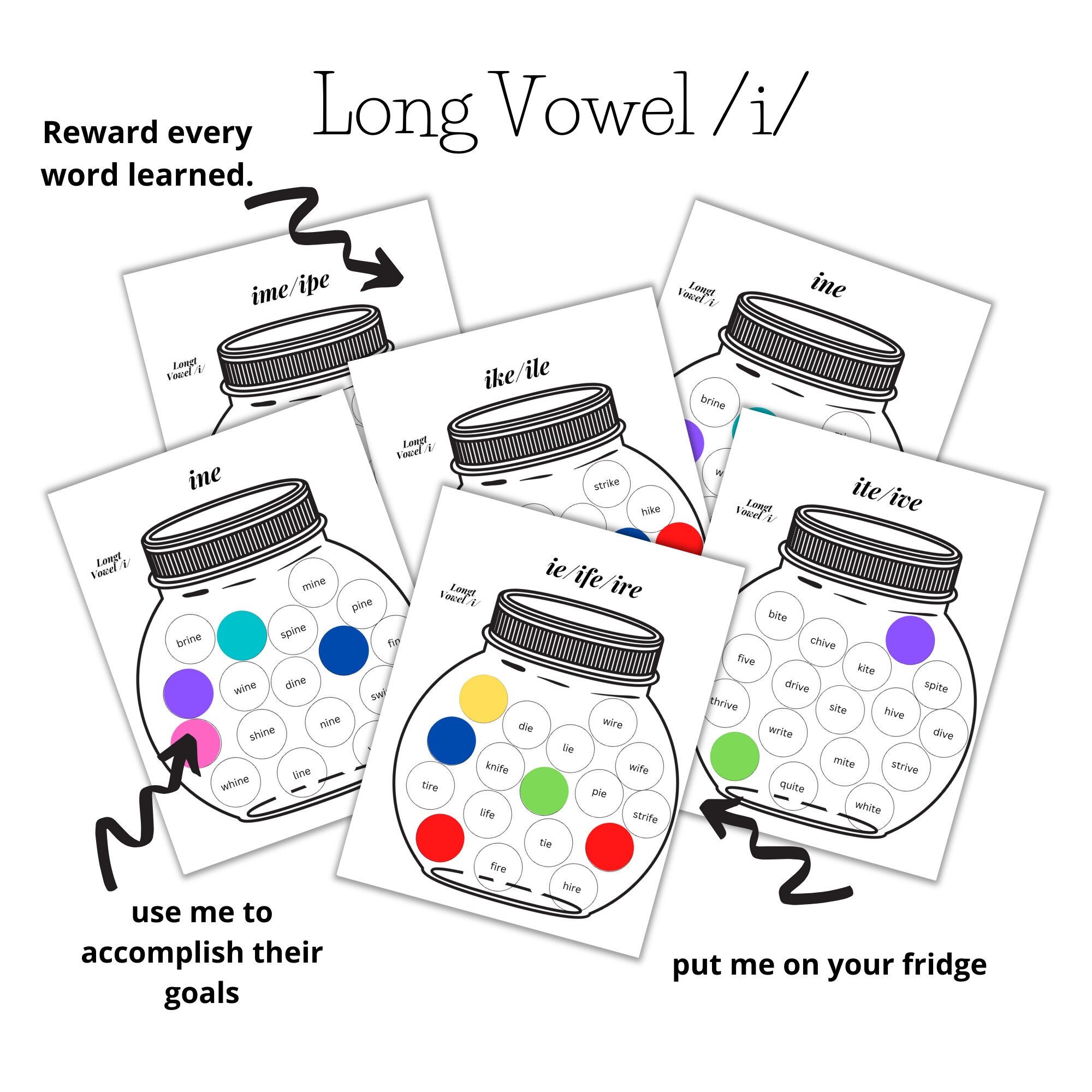 Sight Words, Long Vowel I, Reading Tracker, Reward Chart for Preschool ...