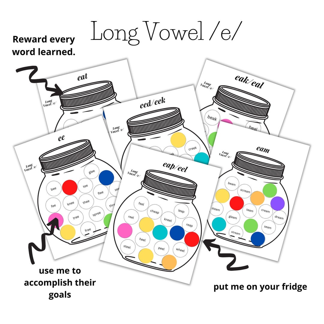 Sight Words, Long Vowel E, Reading Tracker, Reward Chart for Preschool ...