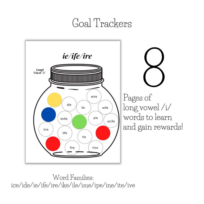 Sight Words, Long Vowel I, Reading Tracker, Reward Chart for Preschool ...