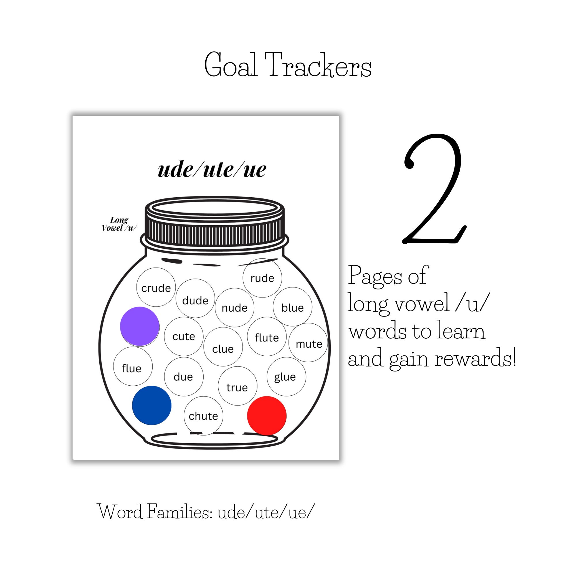 Sight Words, Long Vowel U, Reading Tracker, Reward Chart for Preschool ...