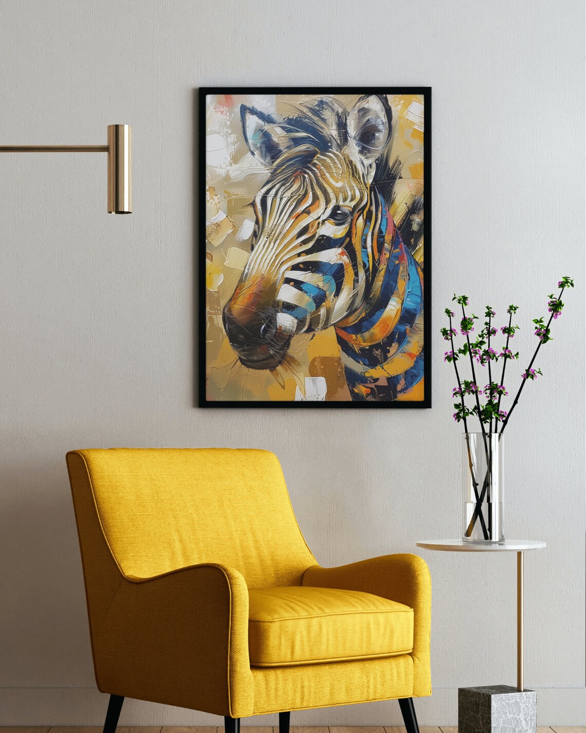 Abstract Zebra Oil Painting Modern Wildlife Art Colorful Zebra Portrait ...