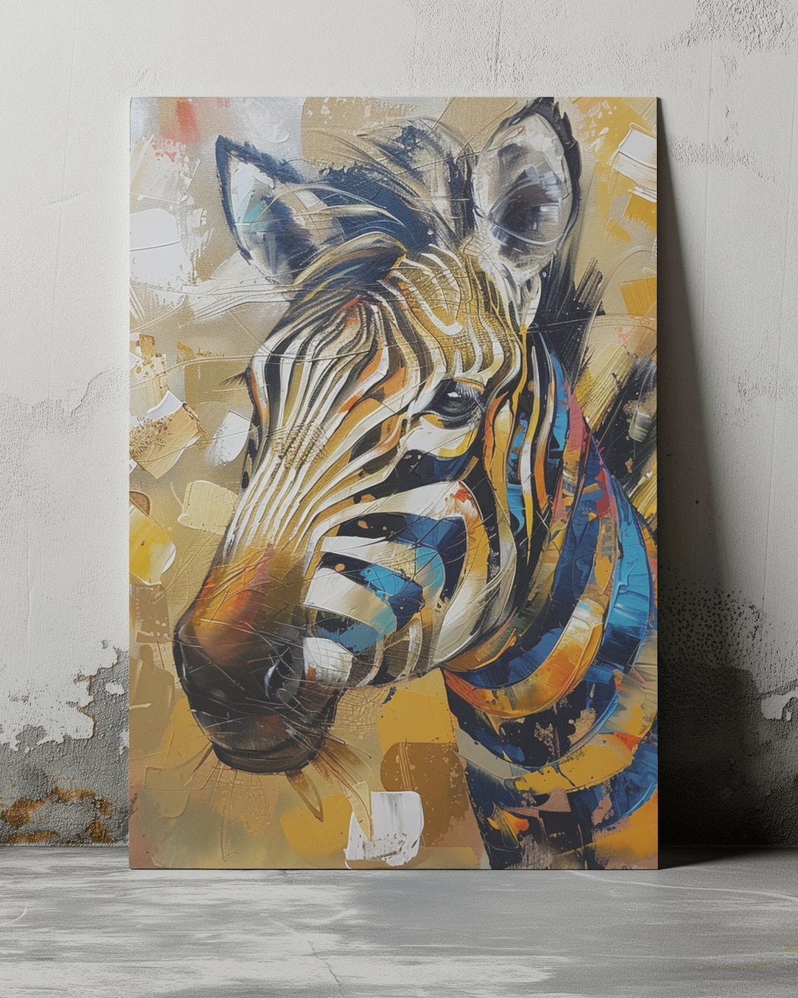 Abstract Zebra Oil Painting Modern Wildlife Art Colorful Zebra Portrait ...