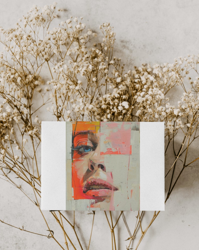 Abstract Fragmented Portrait Oil Painting - Modern Woman Face Art ...