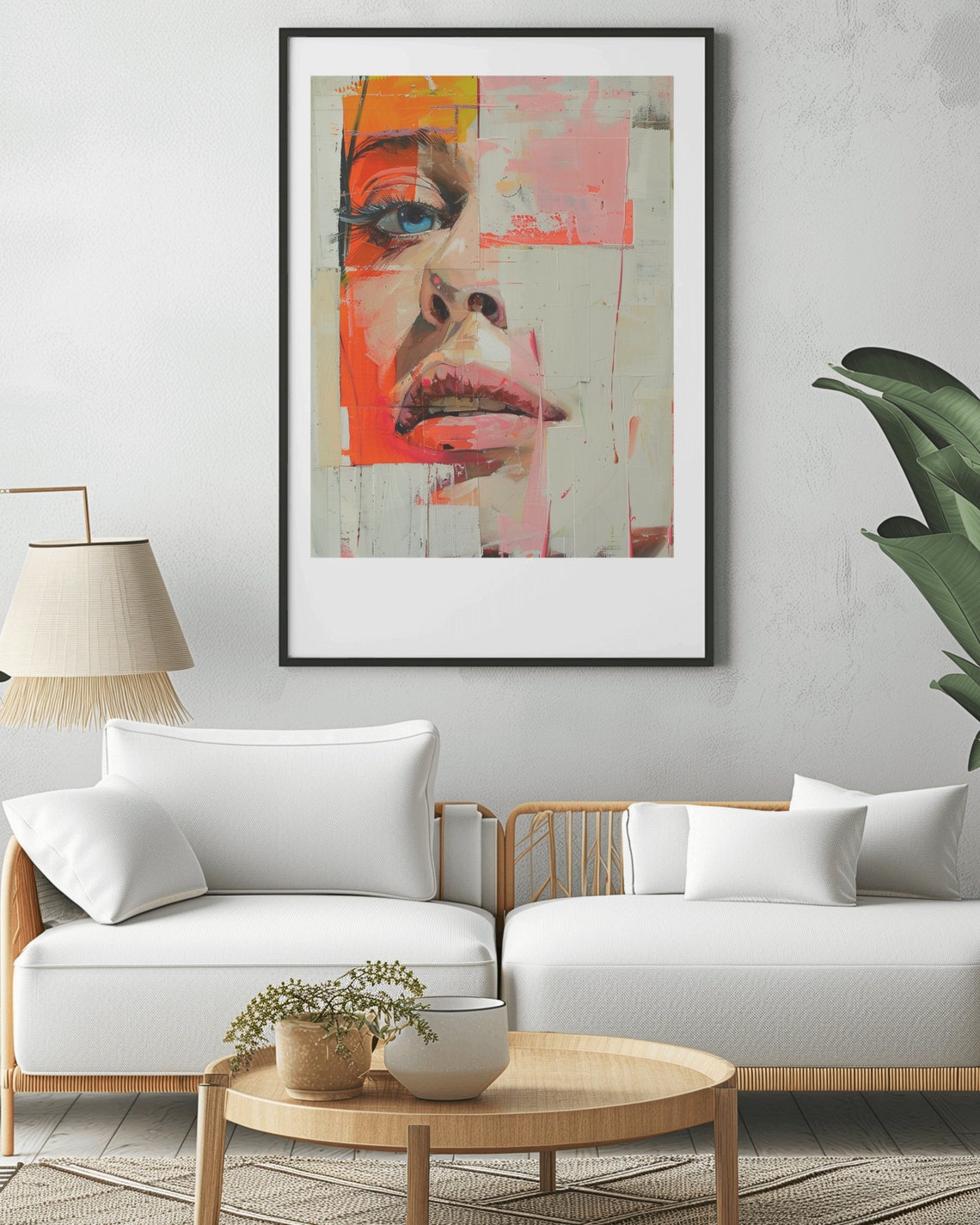 Abstract Fragmented Portrait Oil Painting - Modern Woman Face Art ...