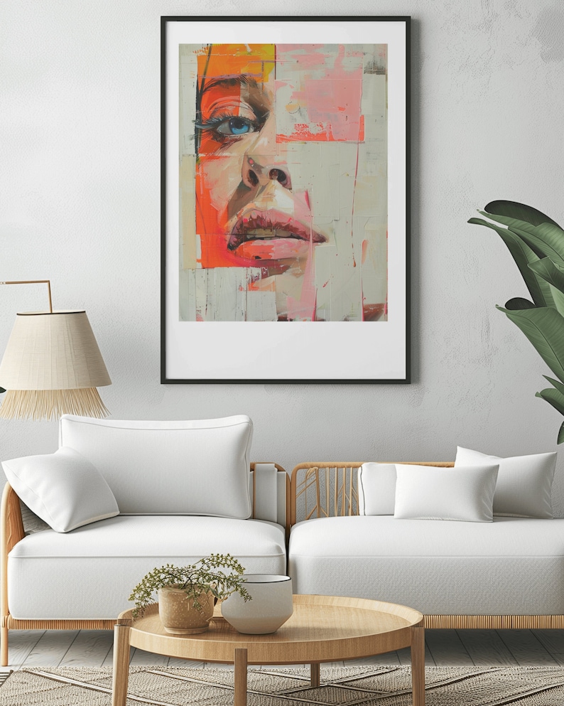 Abstract Fragmented Portrait Oil Painting - Modern Woman Face Art ...