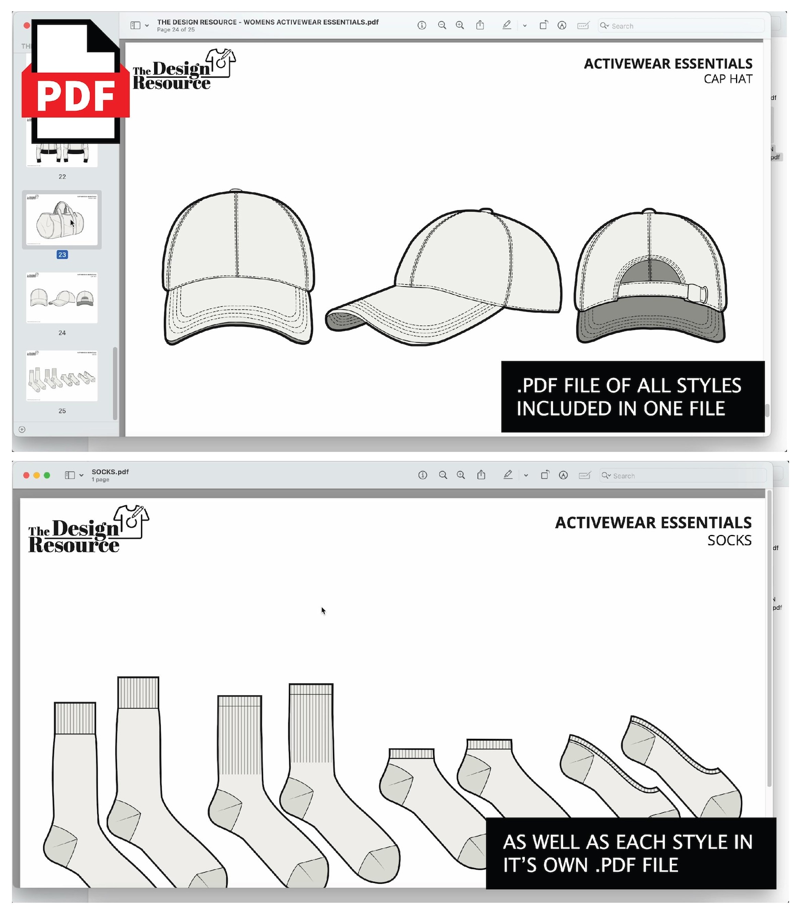 WOMENS ACTIVEWEAR ESSENTIALS - Fashion Technical Illustrations - Cads ...