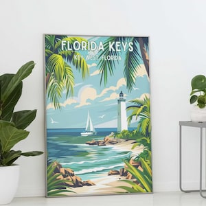 Florida Keys Travel Poster, Florida Lovers Gift, Key West Wall Art ...