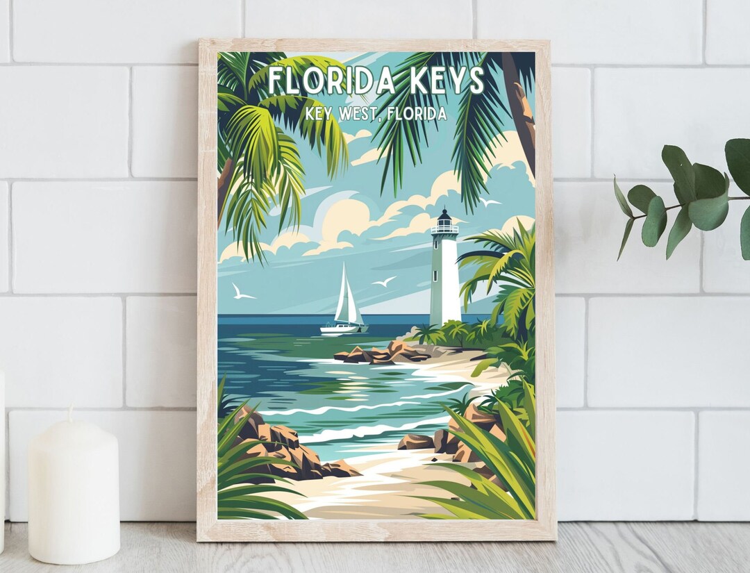 Florida Keys Travel Poster Florida Home Decor Beach Home Art Florida ...