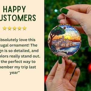 Portugal Stained Glass Style Ornament, Personalized Holiday Gift ...