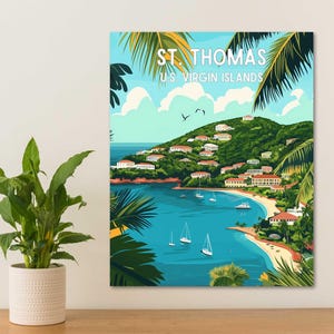 St. Thomas US Virgin Islands Travel Poster, Tropical Home Decor ...
