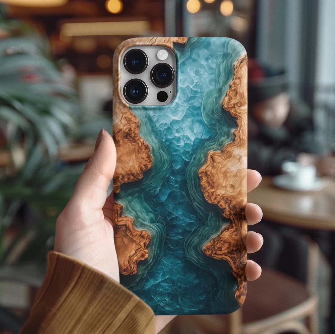 Epoxy Resin Wood Print Tough Case, Artistic Design for Iphone, Samsung ...