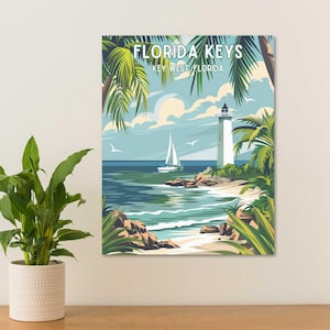 Florida Keys Travel Poster, Florida Lovers Gift, Key West Wall Art ...