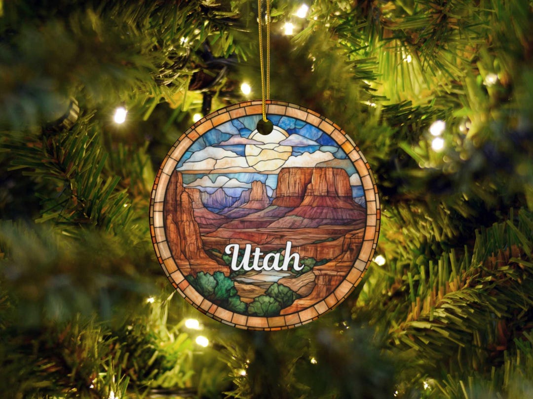 Utah Faux Stained Glass Ornament, Nature Lovers Christmas Decor ...