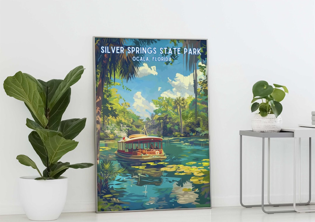 Silver Springs State Park Travel Poster, Florida Nature Wall Art, Old ...
