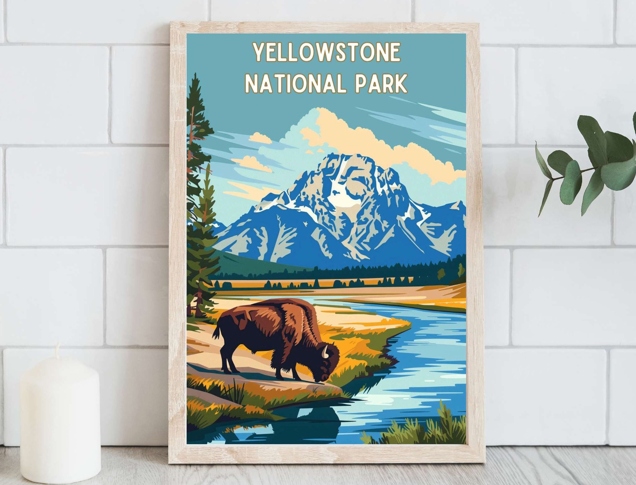 Yellowstone National Park Poster Western Nature Art Wyoming and Montana ...