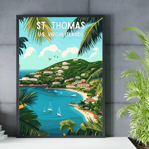 St. Thomas US Virgin Islands Travel Poster, Tropical Home Decor ...