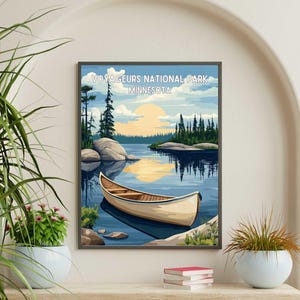 Voyageurs National Park Travel Poster Minnesota Home Decor Retro Travel ...
