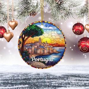 Portugal Stained Glass Style Ornament, Personalized Holiday Gift ...