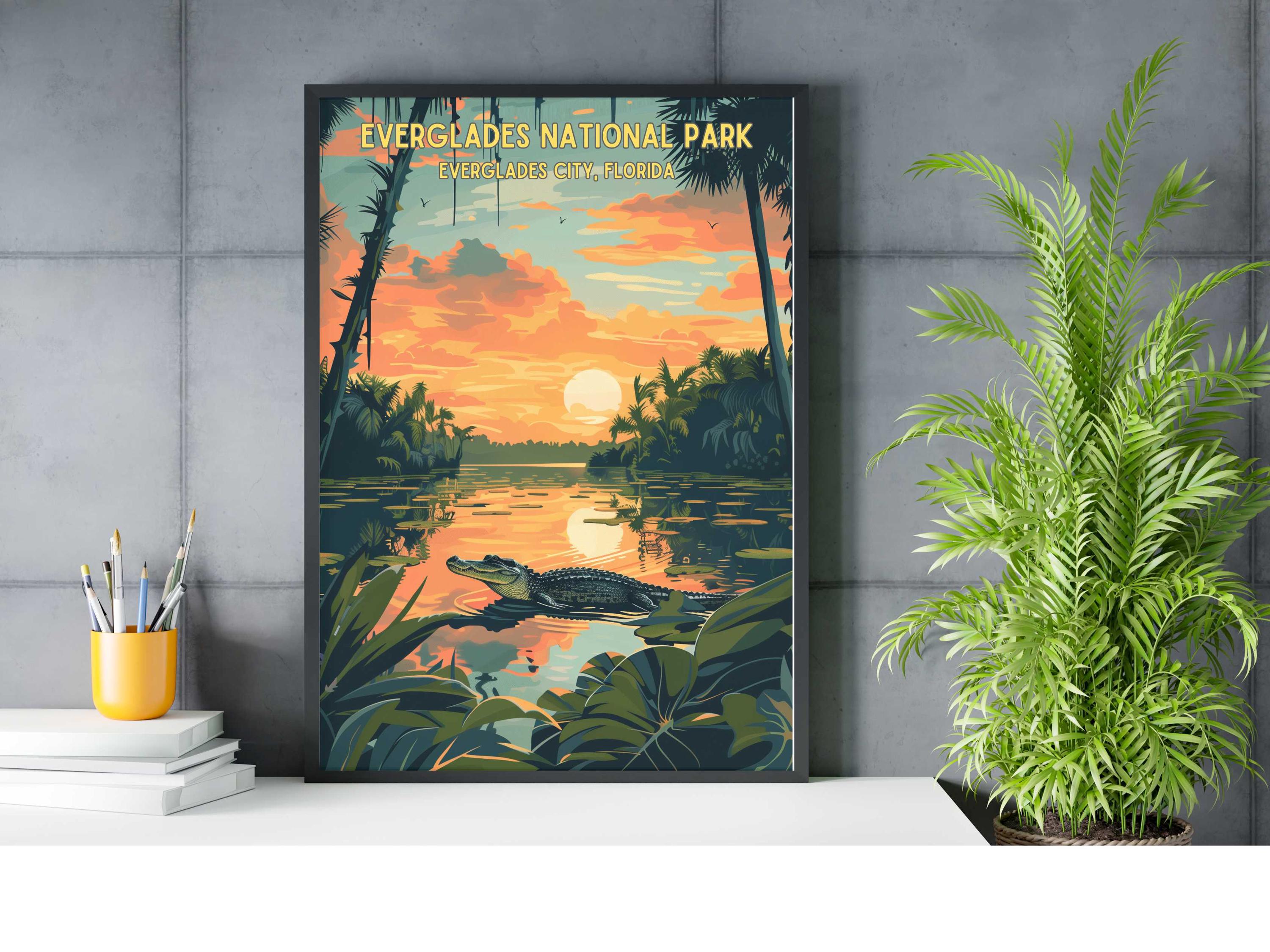 Florida Everglades Travel Poster, Florida Home Decor, Florida Wildlife ...