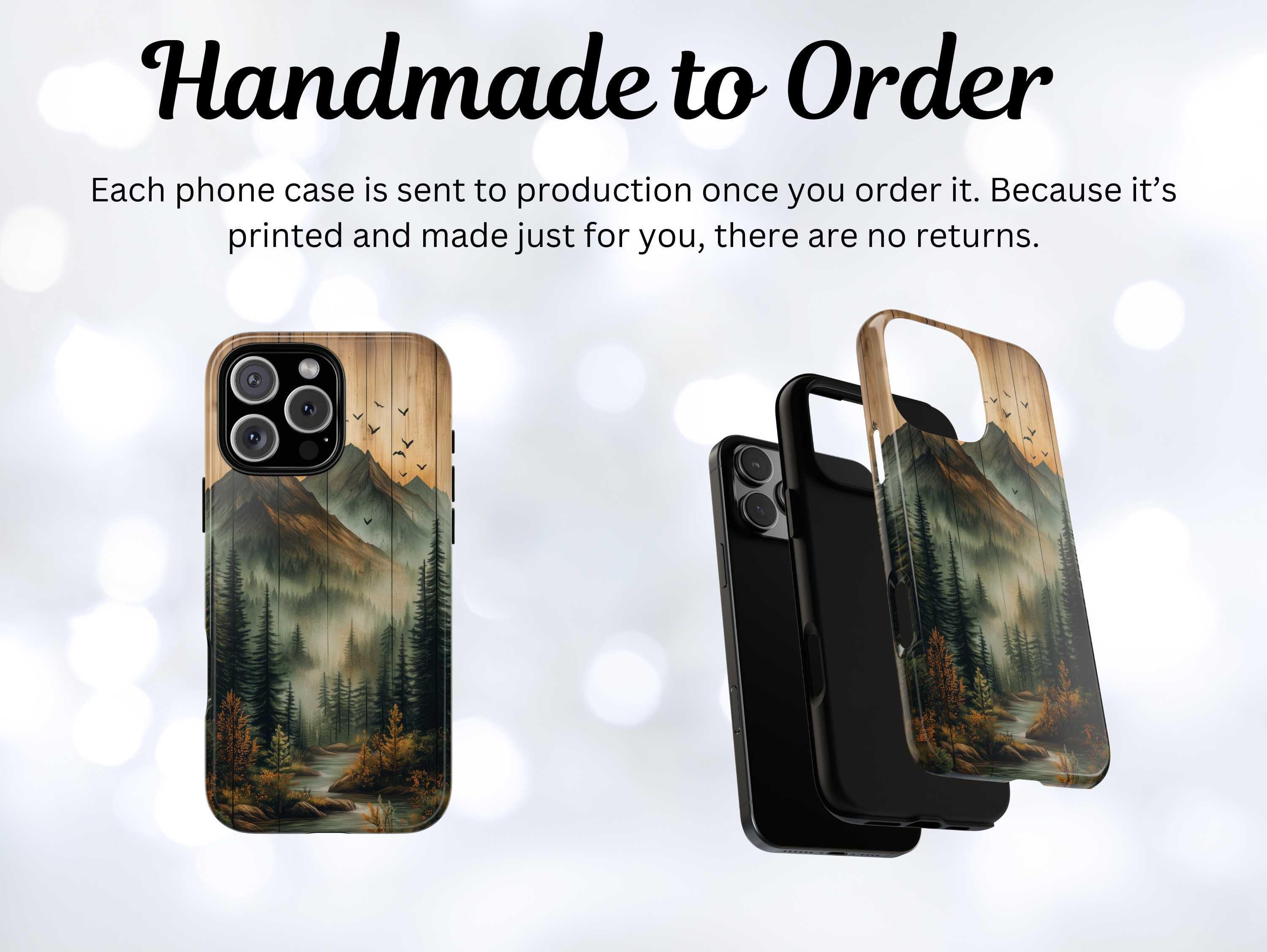 Mountain Wood Grain Print Case for iPhone Samsung Galaxy Google Pixel ...