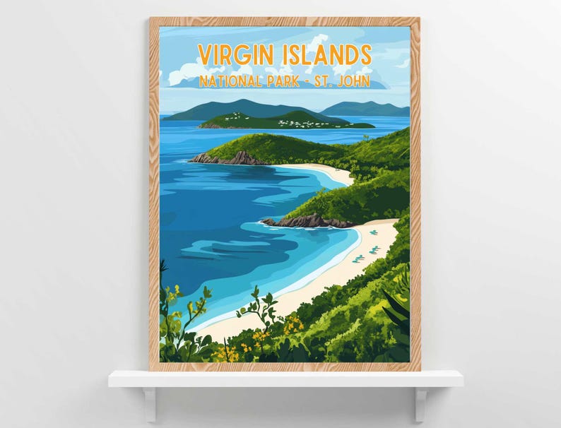 US Virgin Islands National Park Poster Caribbean Home Decor Tropical ...