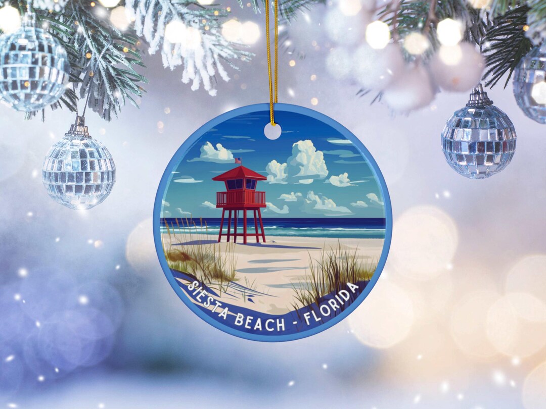 Siesta Beach Ornament, Beach Christmas Decor, Florida Holiday Gift ...