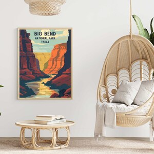 Big Bend National Park Travel Poster, Texas Home Decor, Desert Artwork ...