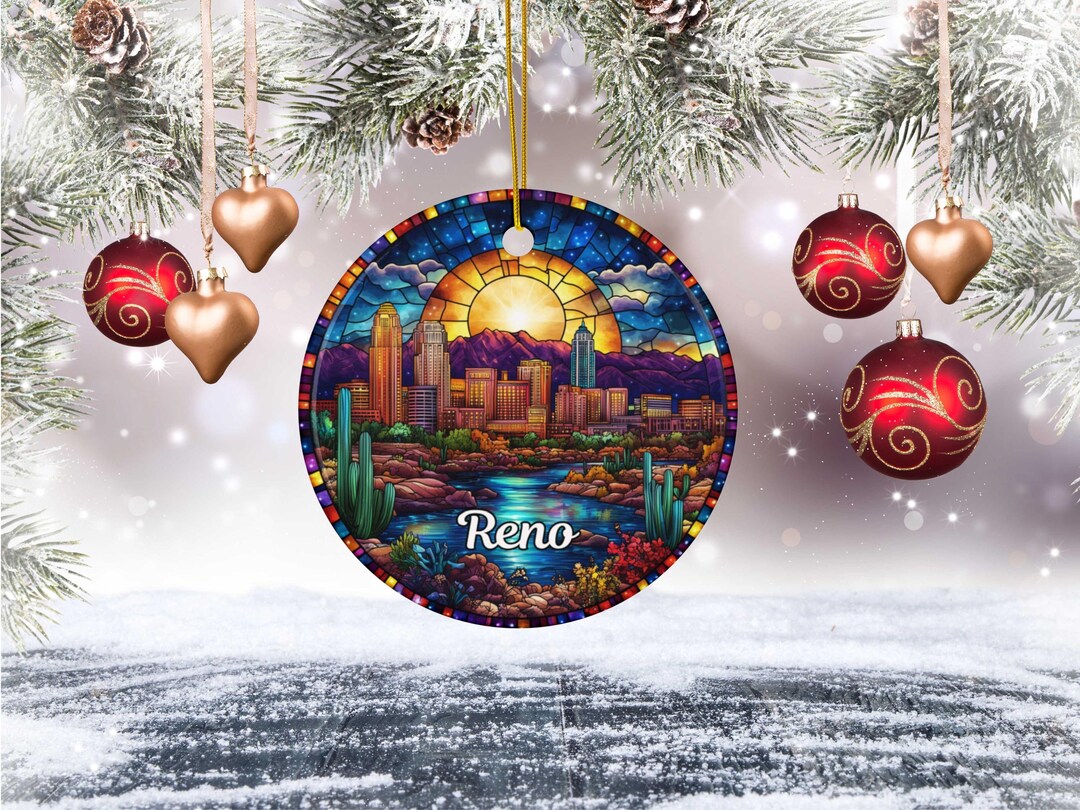 Reno Nevada Stained Glass Style Ornament, Personalized Holiday Gift ...