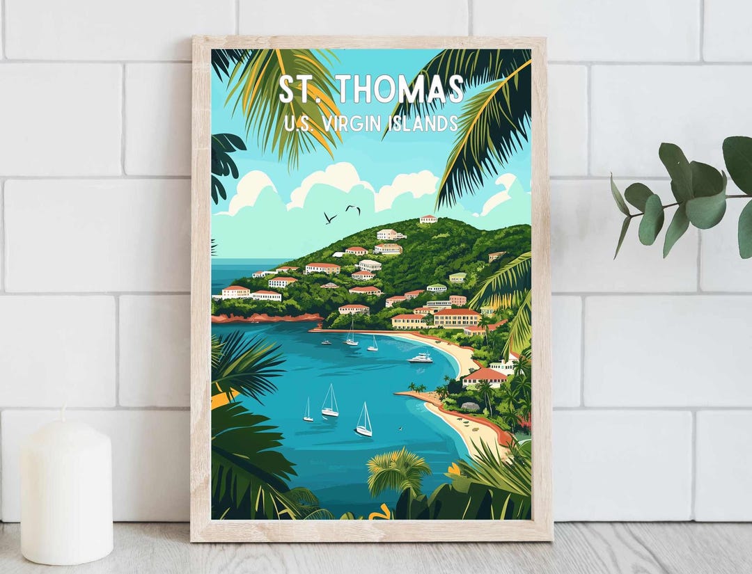 St. Thomas US Virgin Islands Travel Poster, Tropical Home Decor ...