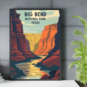 Big Bend National Park Travel Poster, Texas Home Decor, Desert Artwork ...