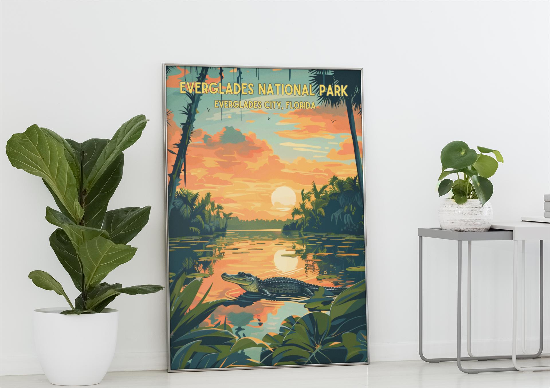 Florida Everglades Travel Poster, Florida Home Decor, Florida Wildlife ...