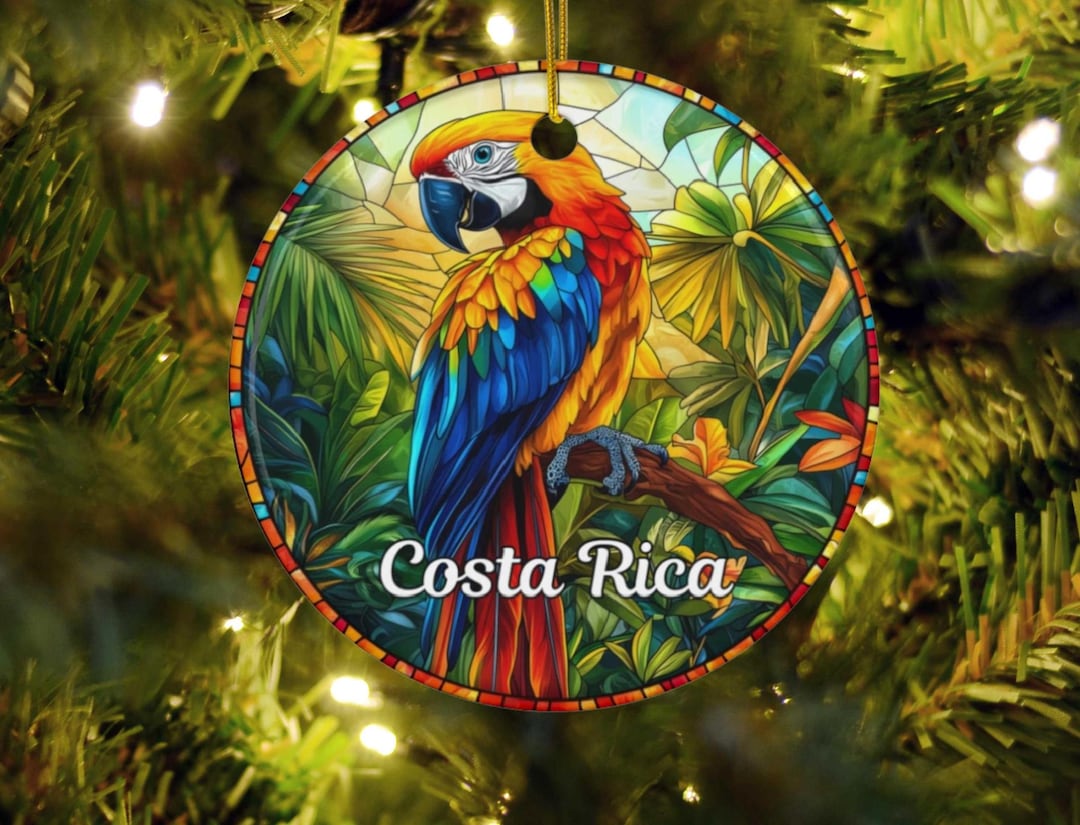 Costa Rica Faux Stained Glass Ornament, Tropical Rainforest Birds, Pura ...