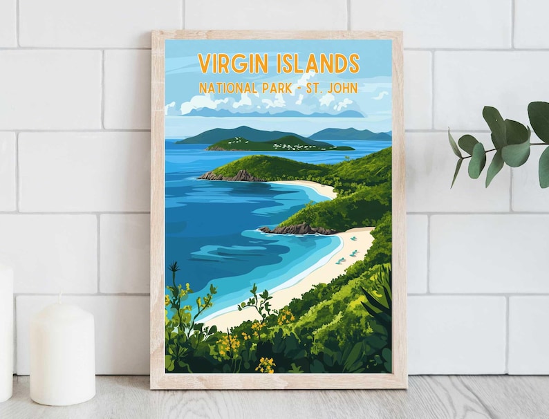 US Virgin Islands National Park Poster Caribbean Home Decor Tropical ...
