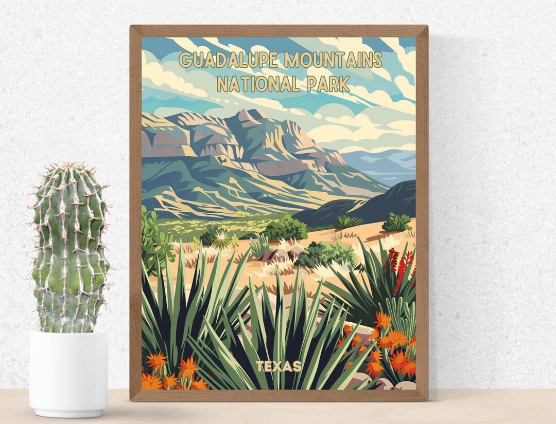 Guadalupe National Park Poster Print, Desert Mountain Texas Home Decor ...