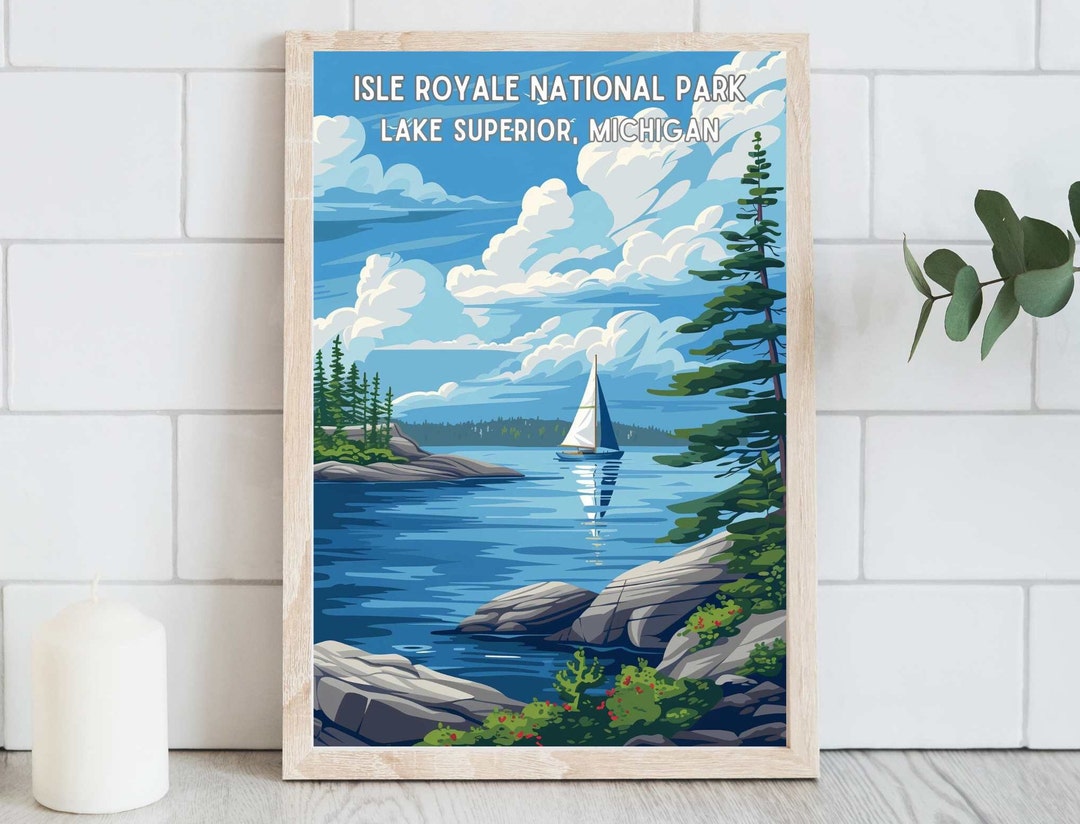 Isle Royale National Park Poster, Michigan Home Decor, Lake House ...