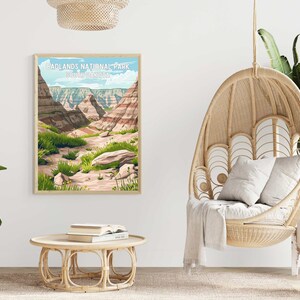 Badlands National Parks Poster, South Dakota Home Decor, Western ...