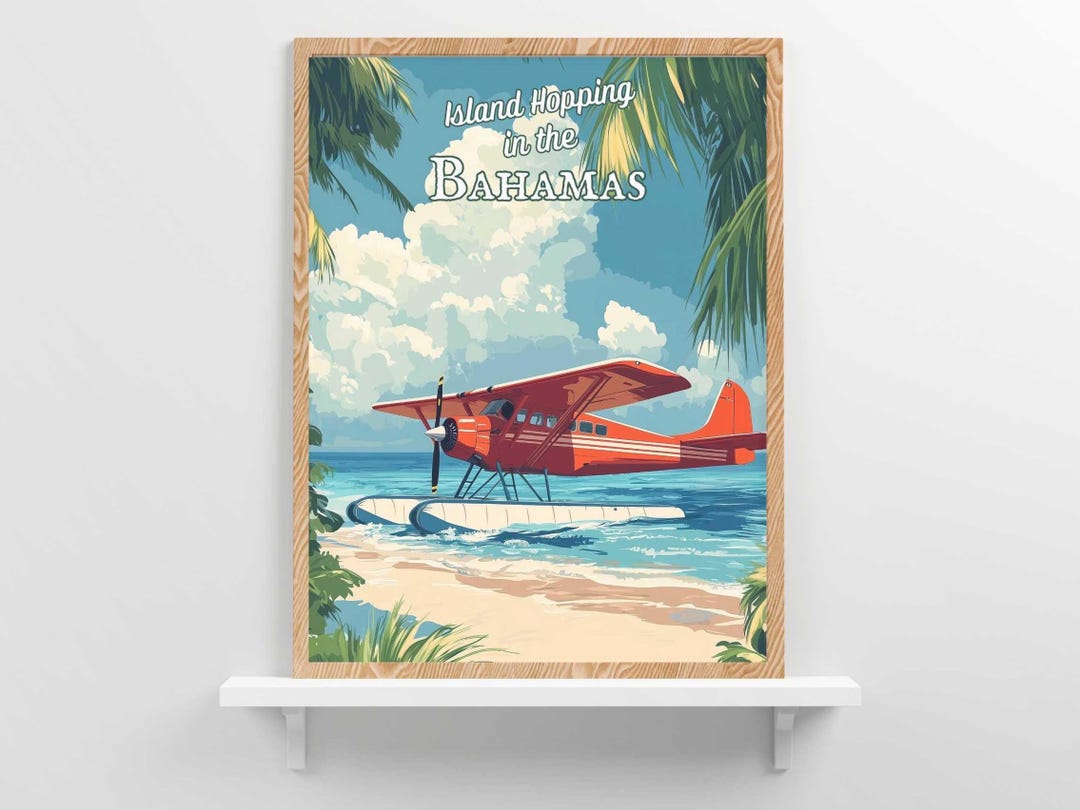 Bahamas Seaplane Travel Poster: Island Hopping Coastal Art (digital ...