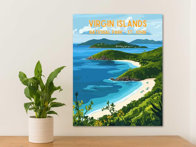 US Virgin Islands National Park Poster Caribbean Home Decor Tropical ...