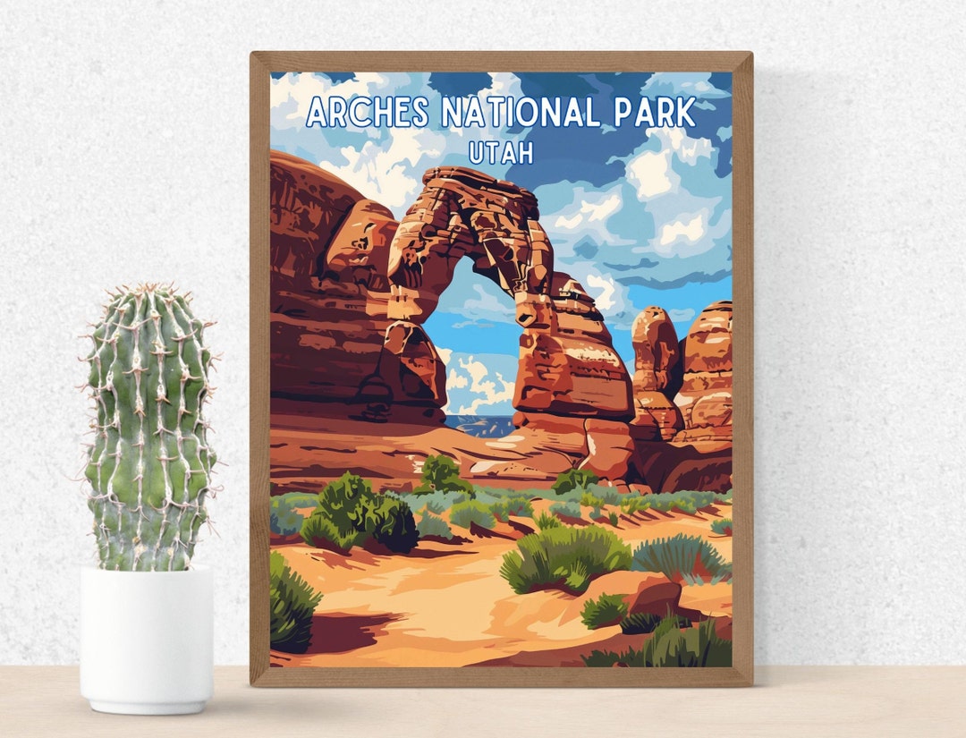 Arches National Parks Utah Poster Southwest Home Decor Retro Travel Art ...