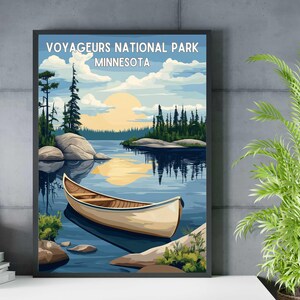 Voyageurs National Park Travel Poster Minnesota Home Decor Retro Travel ...