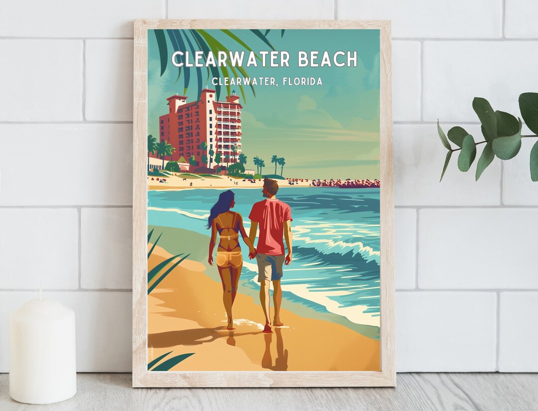 Clearwater Beach Florida Travel Poster Florida Home Decor Retro Travel ...